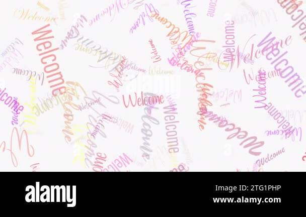 Many color Text of Welcome word typing motion animation on white ...