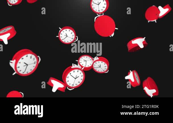 Alarm clocks falling down with depth of field effect Loop Background ...