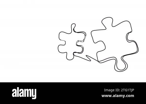 Self-drawing puzzles in one line on a white screen. Animation with ...