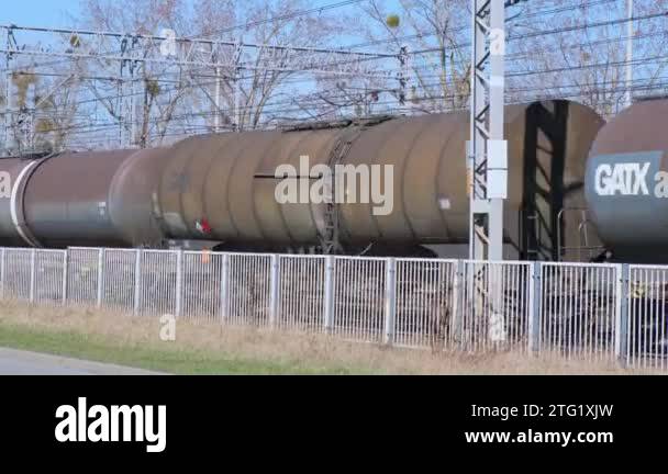 Gdansk Poland May 2022 Rail transport of oil tanks. GATX Lotos Freight ...