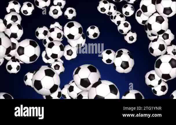 4K 3D animation soccer ball. Ball rotated loop on Falling green screen ...