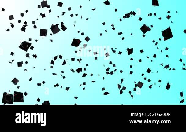 4k footage animation Graduation. Throwing up caps, diplomas 3D animaton ...