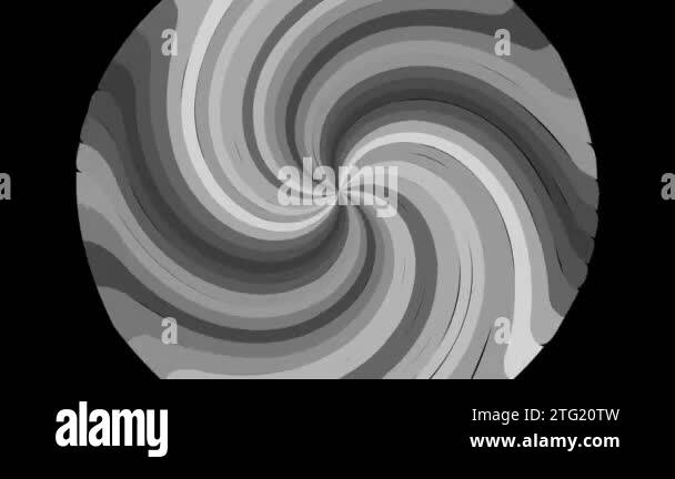 Psychedelic twisting circles. Round striped black white lines. Swirling hypnotic rotating ...