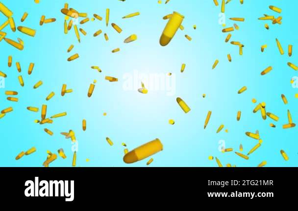 4K 3DFalling bullets on a black background with depth of field. 4k loop ...