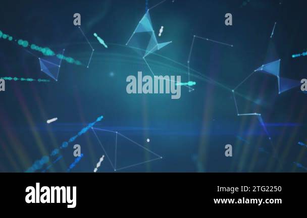 Animation of data processing and shapes over black background. digital ...