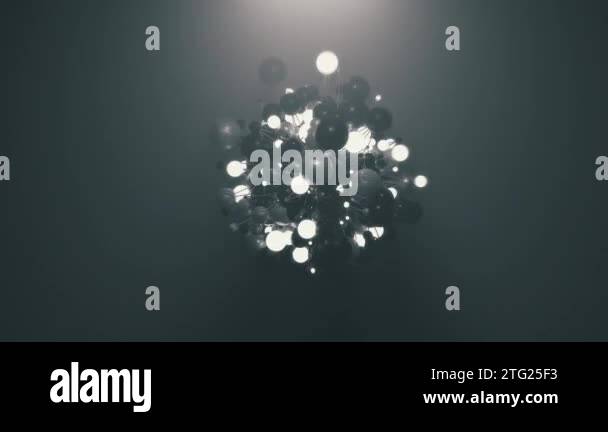 Realistic abstract animation featuring metallic and illuminated spheres ...