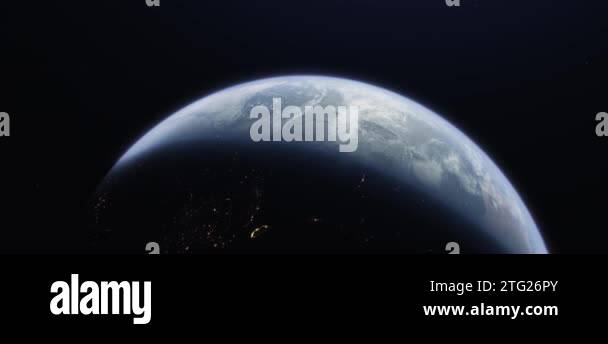 Animation of the Earth from space, the globe rotates from a satellite ...