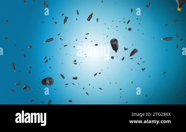 Seamlessly loop animation of realistic empty metal bottles endlessly ...