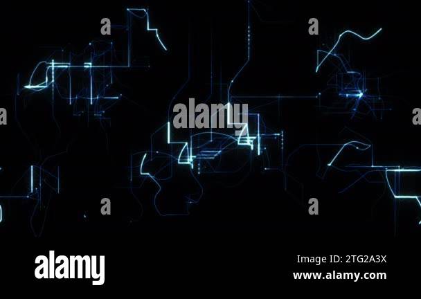 Abstract loop blue signal digital technology grid connection moving ...