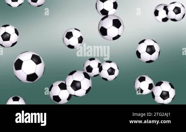 4K 3D animation soccer ball. Ball rotated loop on Falling green screen ...
