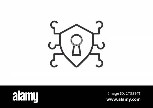 Animated cybersecurity linear icon. Protecting personal information from malicious threats ...