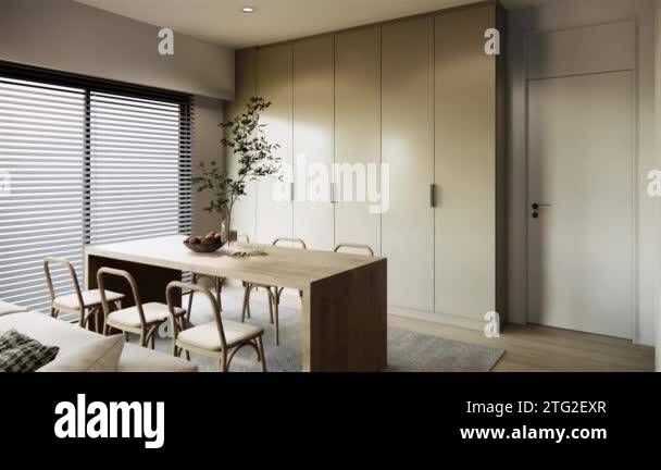 3d rendering modern minimal style mockup room interior design earth ...
