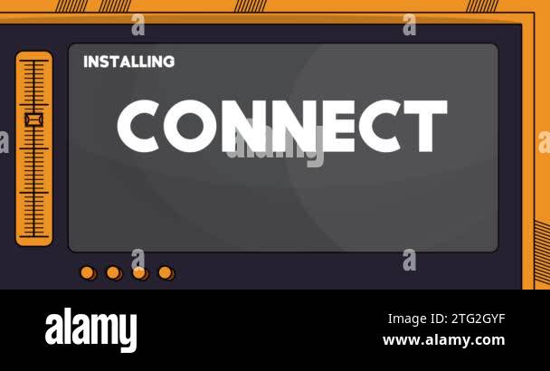 Installing Connect text on a cartoon screen Stock Video Footage - Alamy