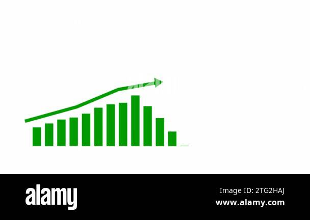 Animated financial green growth chart with trend line graph. Growth bar ...