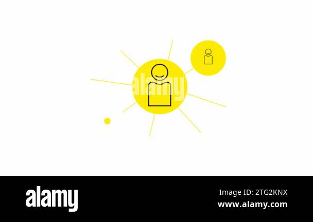 Animated yellow symbols of people connect among themselves. Concept of ...