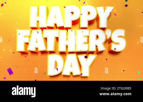 4k Happy fathers day animation with glowing lights and falling confetti ...