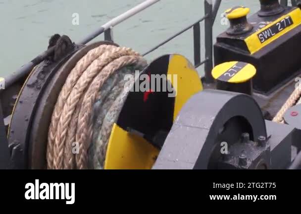 Machines to store large ropes of ships. large rope collection of marine ...