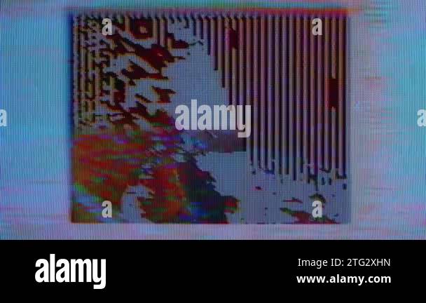 Vintage switch on, turn off television. Analog Static Noise texture ...