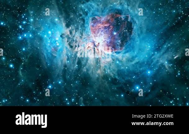 Flying through the Orion Nebula. 4K UHD animation rendered at 16-bit color depth Stock Video ...