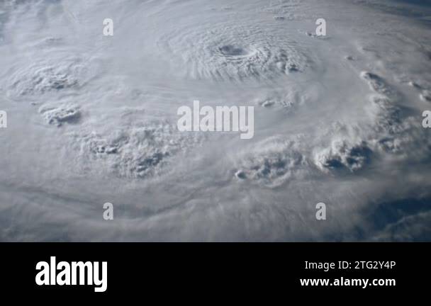 Satellite view of a large hurricane with a well defined eye. 4K UHD ...