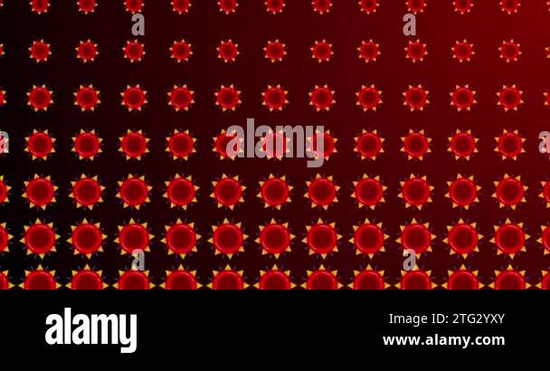 Animation of red flower like shapes appearing on dark red background ...