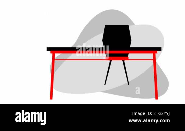 Animated remote work concept. Video of work at home. Girl works at the ...