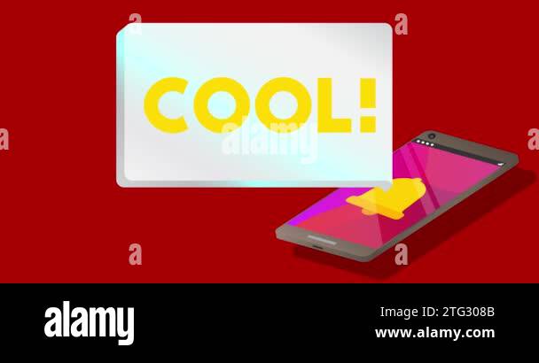 Cool Text on notification bubble from portable information device screen. Mobile app message ...