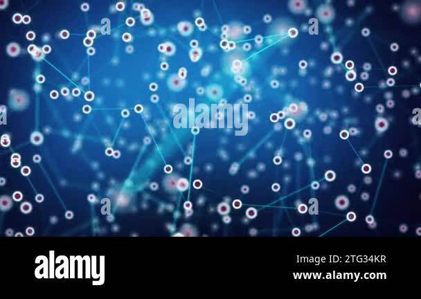 Plexus particles, moving lines and dots. Abstract macro background with ...