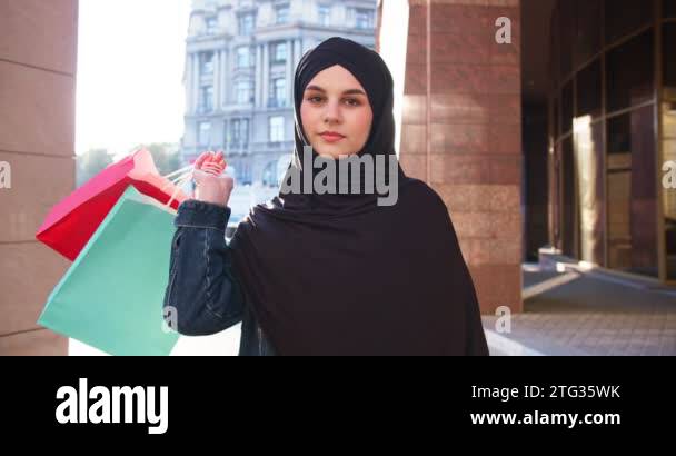 Self portrait beautiful muslim girl wearing hijab smiling camera Stock ...