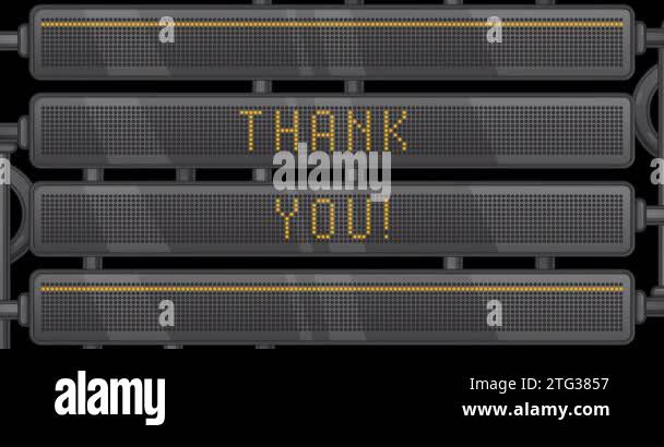 Thank You text on a Digital Led Panel. Announcement Message with Light ...