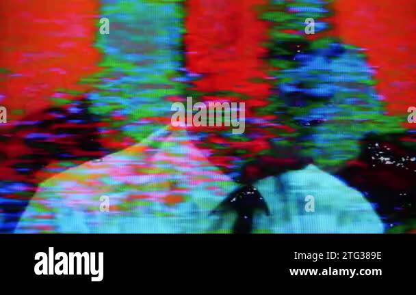 Vintage switch on, turn off television. Analog Static Noise texture ...