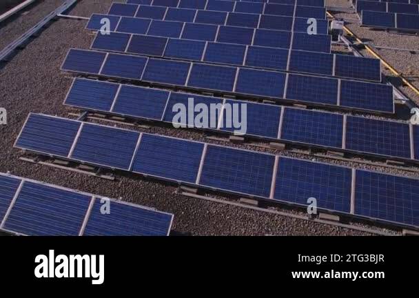 Solar panels installation and mounting on the top roof of the city ...