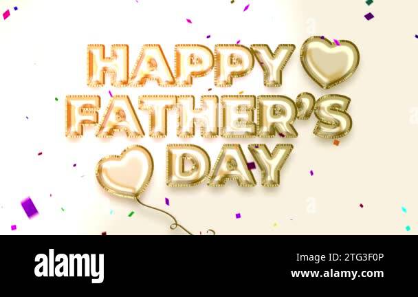 4k Happy fathers day animation with glowing lights and falling confetti ...