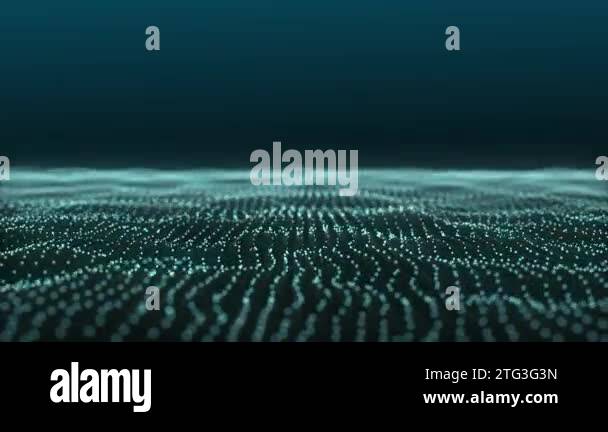 Abstract digital background. Particle audio react energy system in blue dynamic field. Motion ...