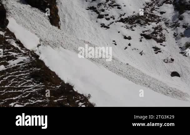An avalanche is also called a snow slide. A big amount of snow drags ...