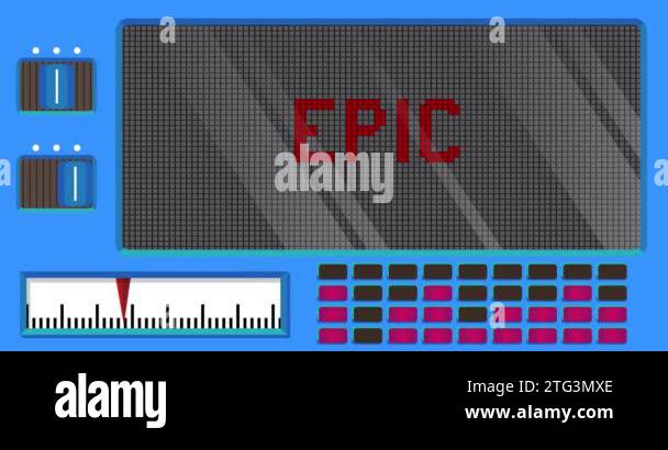 Epic text on a Digital Led Panel. Announcement Message with Light ...