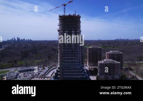 Aerial flight near and around new constructions building development ...
