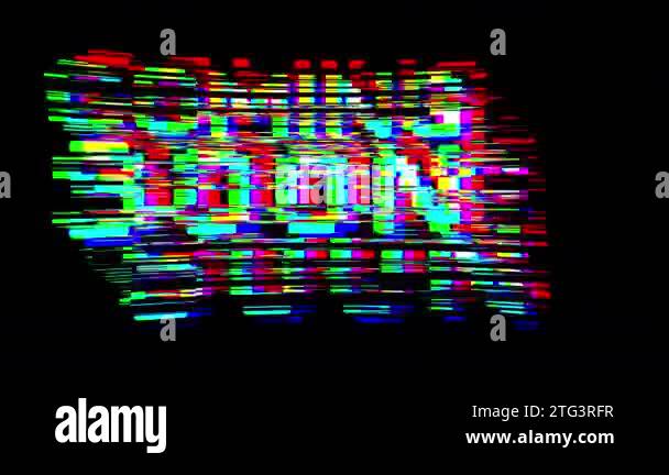 Coming soon. Glitch distortion vfx text message. Seamless loop ...
