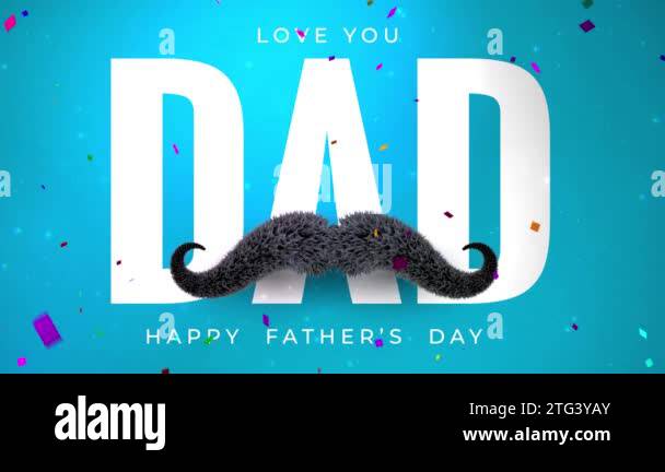 4k Happy fathers day animation with glowing lights and falling confetti ...