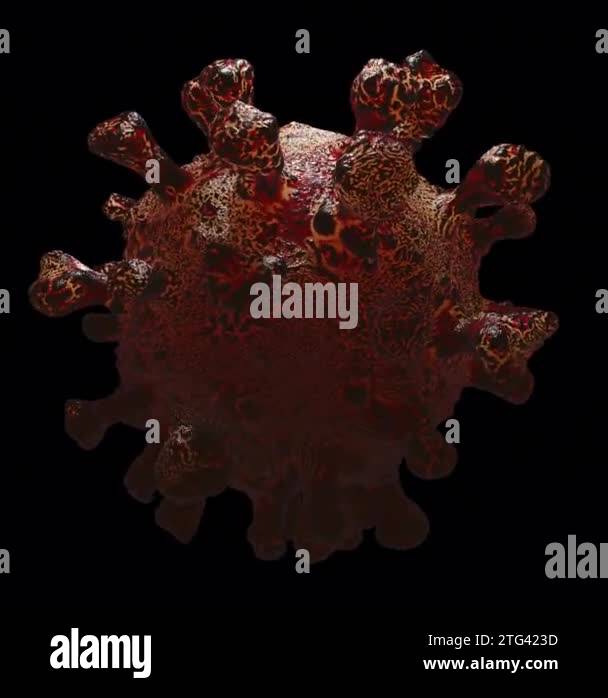 3D animation of moving corona virus cell on transparent background ...
