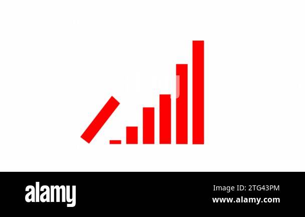 Animated financial growth chart with trend line graph. red growth bar ...