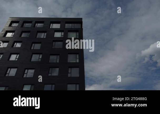Exterior of a high-rise apartment building facade, windows and ...