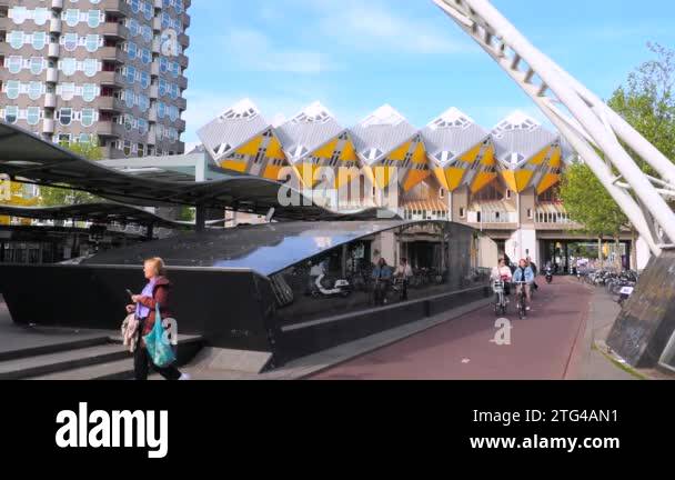 Rotterdam, Netherlands - April 28, 2022: Modern metro station and the ...