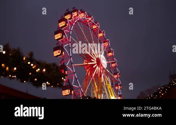 ferris wheel, amusement park, metal construction. Ferris Wheel at an ...