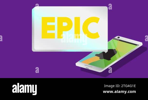 Epic Text On Notification Bubble From Portable Information Device Screen Mobile App Message