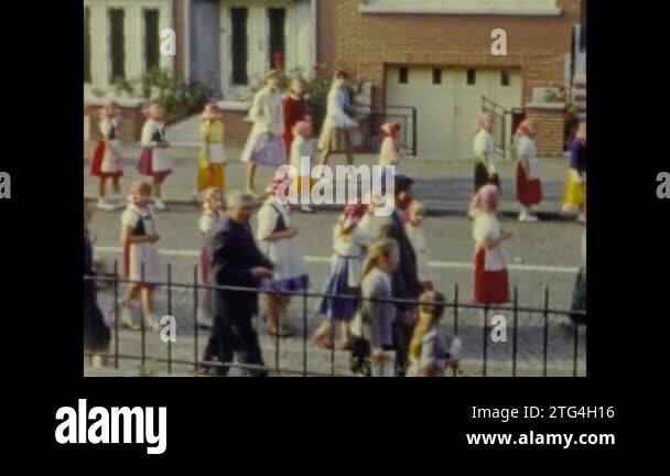 Paris, France june 1959: Carnival parade in the street in 50s Stock ...