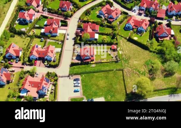 Aerial view of luxury upscale residential neighborhood gated community ...
