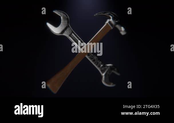 Crossed hammer spanner tools icon Stock Videos & Footage - HD and 4K ...