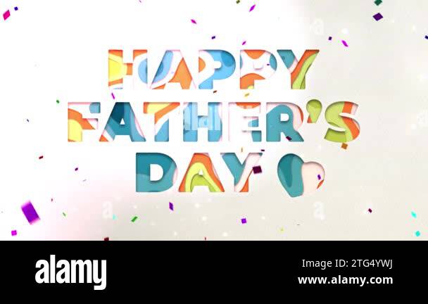 4k Happy fathers day animation with glowing lights and falling confetti ...