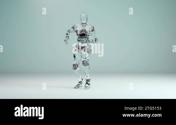 looping animation of glass robot dancing, House dance, robotic figure ...